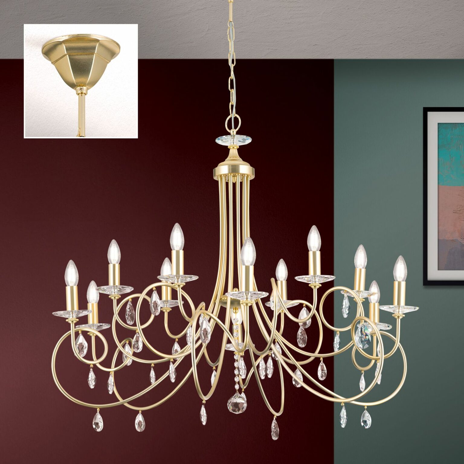 Chandelier GIADA, 12-lamps, gold matt – NIKO GROUP